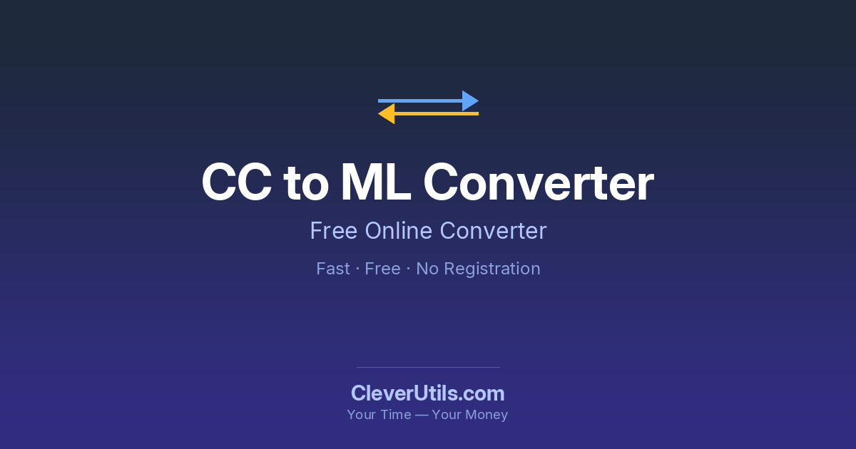 cc to mL — Convert Cubic Centimeters to Milliliters — CleverUtils.com
