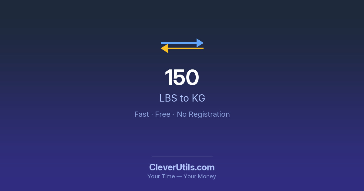 Convert 150 Pounds to Kilograms (lbs to kg) - CleverUtils.com