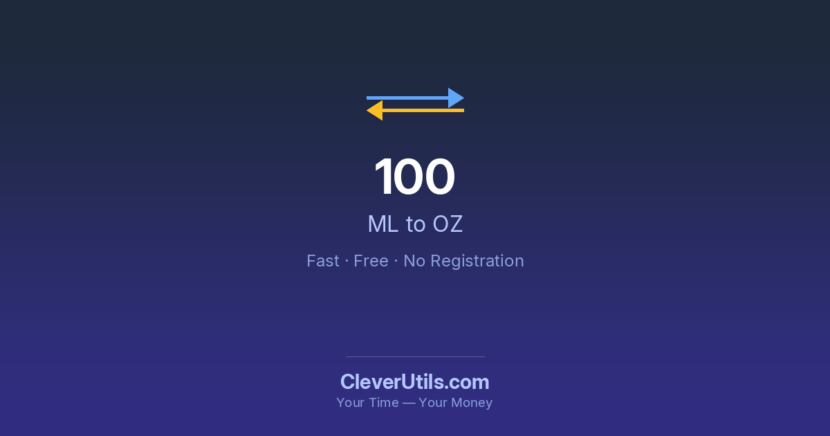 Convert 100 Milliliters to Fluid Ounces (ml to fl oz) - CleverUtils.com