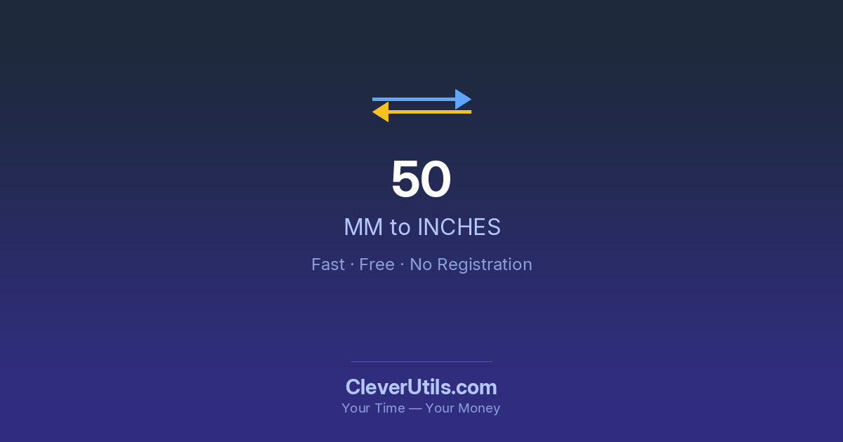 Convert 50 Millimeters to Inches (mm to in) - CleverUtils.com