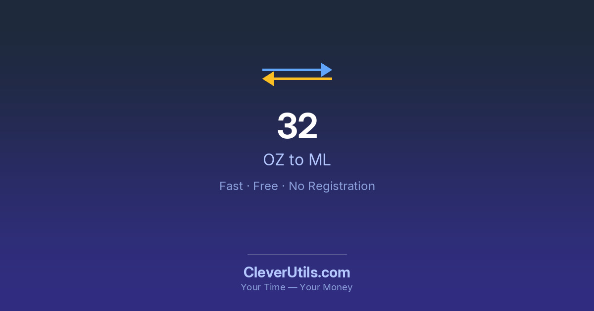 Convert 32 Fluid Ounces to Milliliters (fl oz to ml) - CleverUtils.com