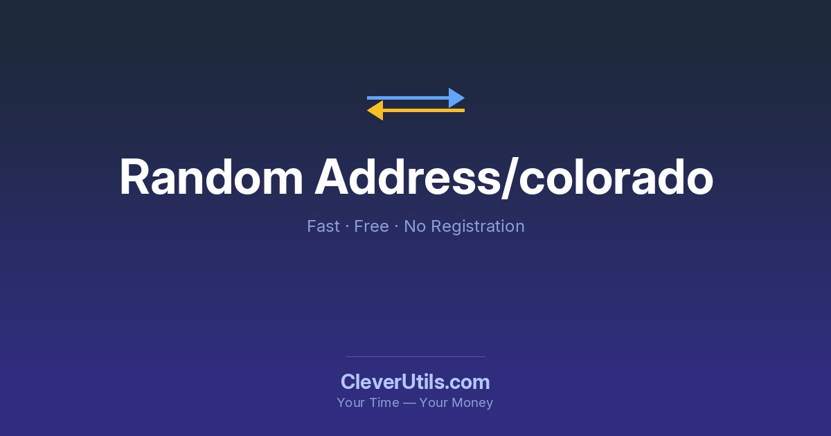 Random Colorado (CO) Address Generator